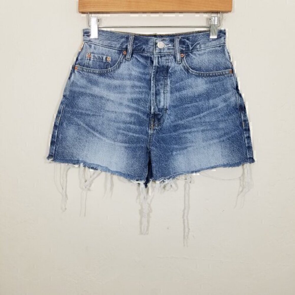 Pacsun Ultra High Rise Vintage Short Button Fly Blue … - Gem